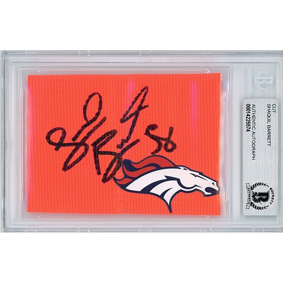 Shaquil Barrett Signed Broncos Football TD Pylon Piece Beckett Slab ...